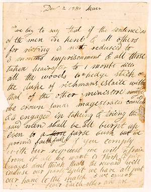 ‘Swing Riots letter’, 2 Dec 1830 (Goodwood Mss 1446 fA18) – West Sussex ...