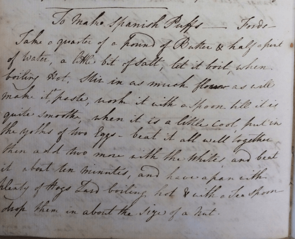 Historic baking – Spanish puffs – West Sussex Record Office