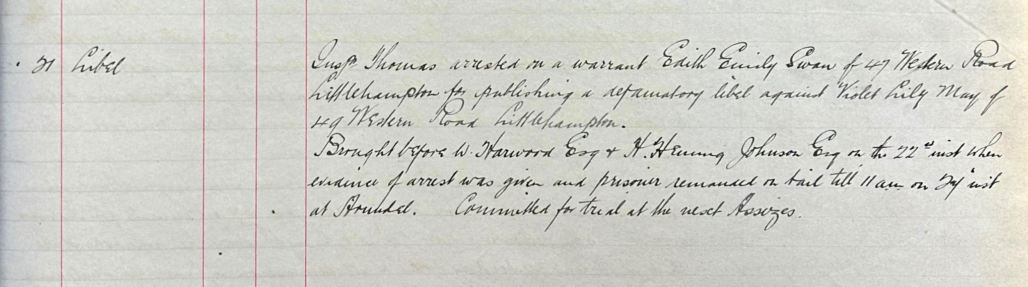 Libellous Letters in Littlehampton – West Sussex Record Office